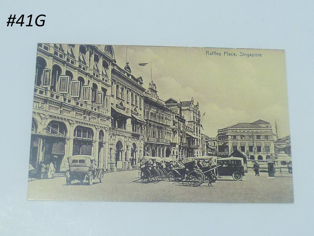 Vintage Old Reproduction Postcard - Singapore Raffles Place / Raffles ...