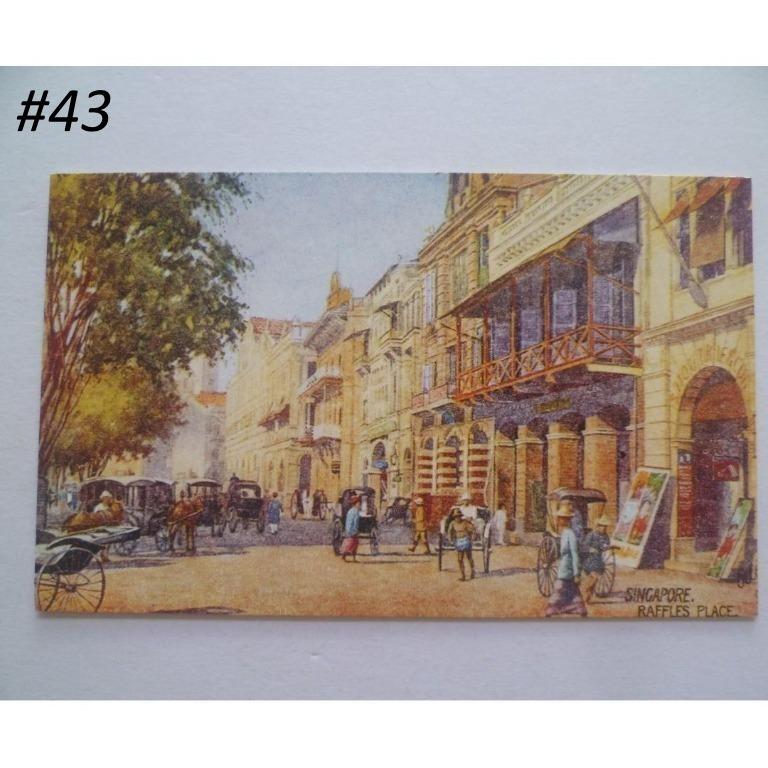 Vintage Old Reproduction Postcard - Singapore Raffles Place / Raffles ...