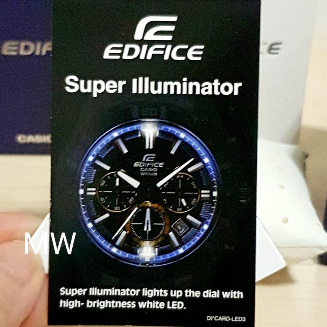 Original casio edifice full black stainless steel light men's watch ...