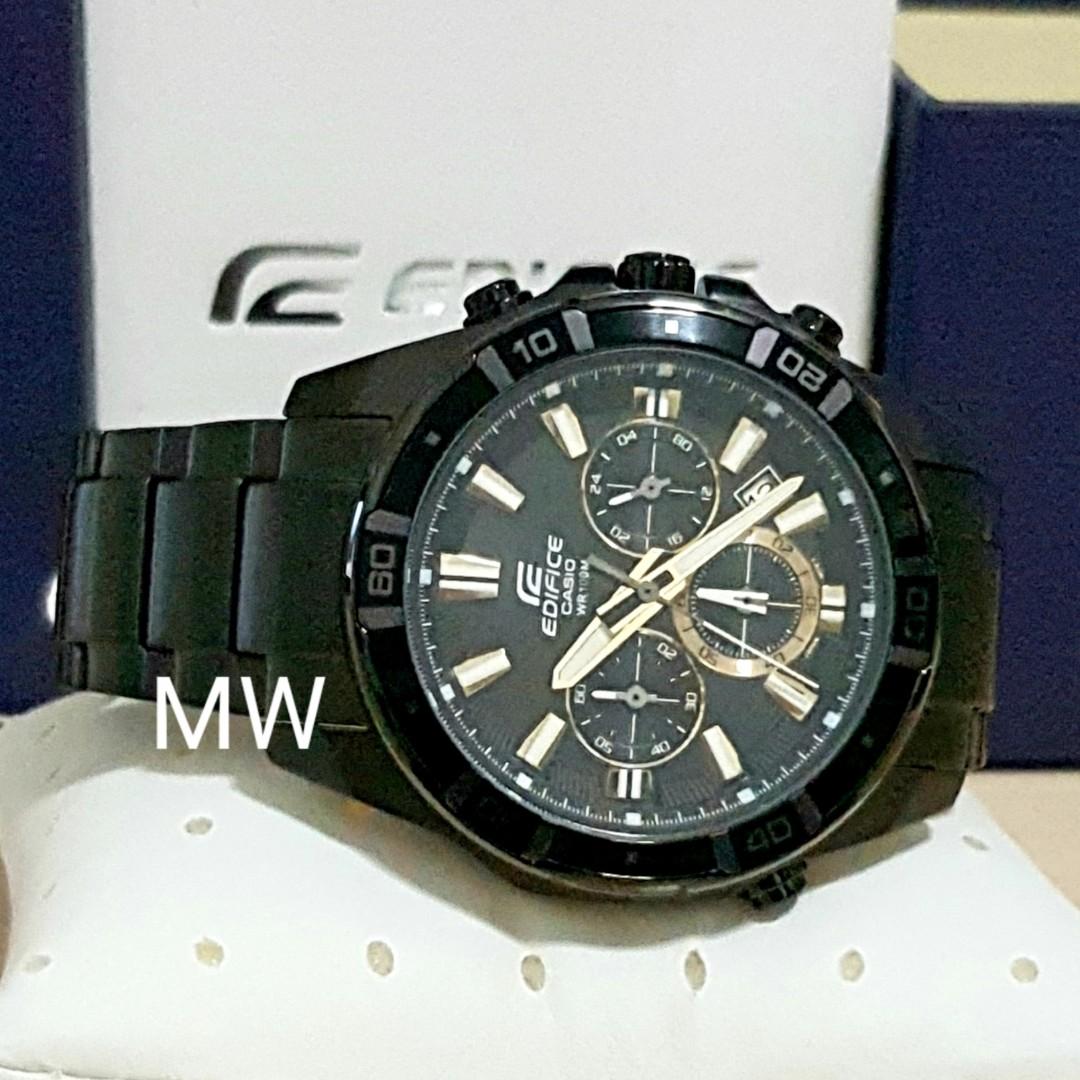 Original casio edifice full black stainless steel light men's watch ...