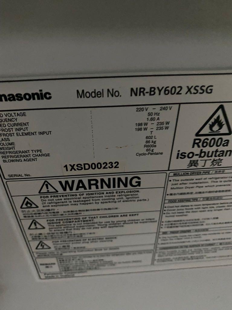 Panasonic 602l HUGE 2 door fridge / refrigerator, TV & Home Appliances ...