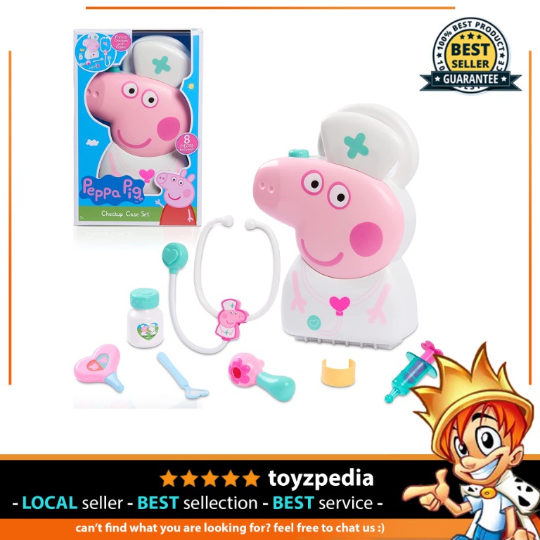 Peppa Pig Checkup Case Set with Carry Handle, 8-Piece Doctor Kit for ...