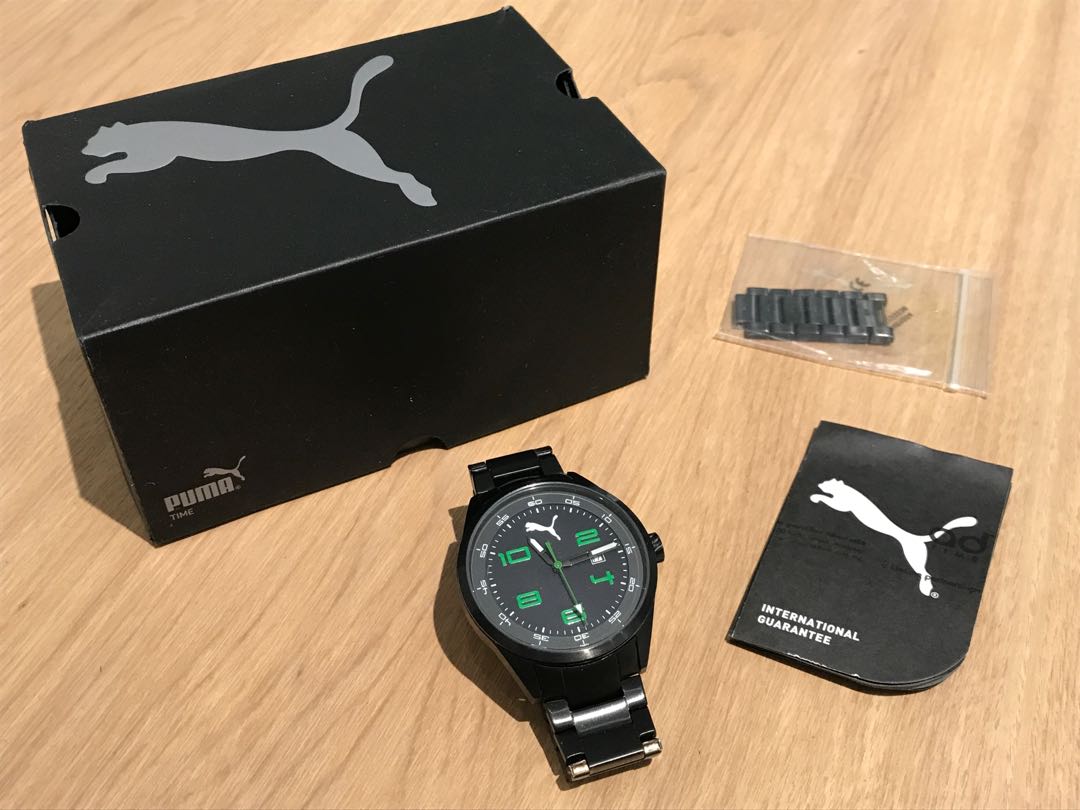 PUMA watch (Counter Metal Black Green), Men's Fashion, Watches ...