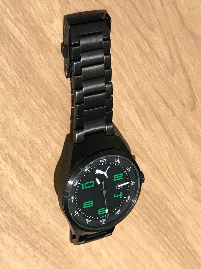 PUMA watch (Counter Metal Black Green), Men's Fashion, Watches ...