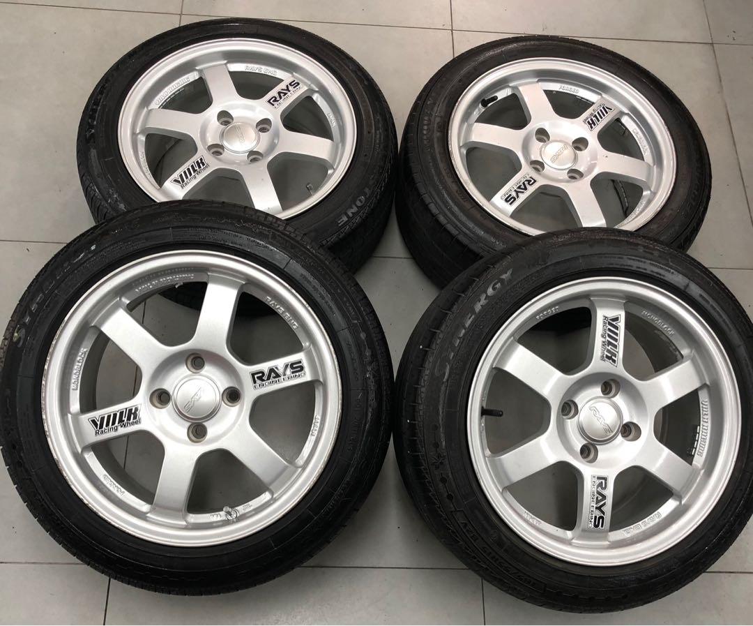 Rim TE37 15x7JJ PCD100 ET38, Auto Accessories on Carousell