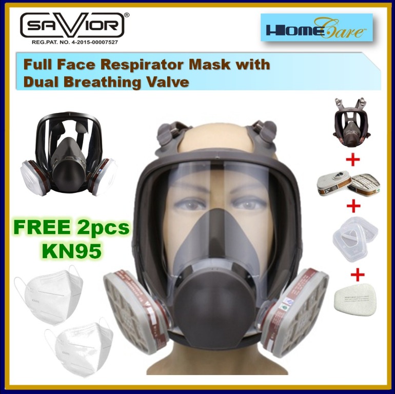 Savior Full Face Respirator Mask with Dual, Health & Nutrition, Face ...