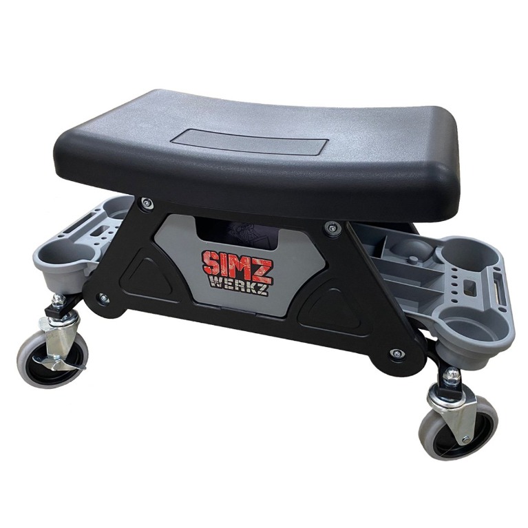 SIMZ Werkz | 4 Wheel Garage Stool Cart - W/ Drawer & Side Tool Trays ...