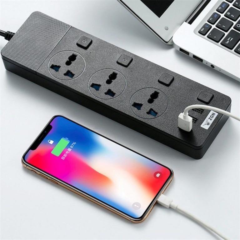 Universal 3/6 Power Socket Extension With USB Ports Power Strip Surge ...