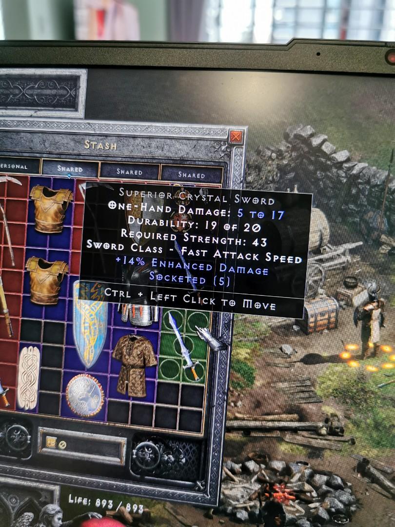 Diablo 2 resurrected d2r 5 socket superior crystal sword, Video Gaming ...