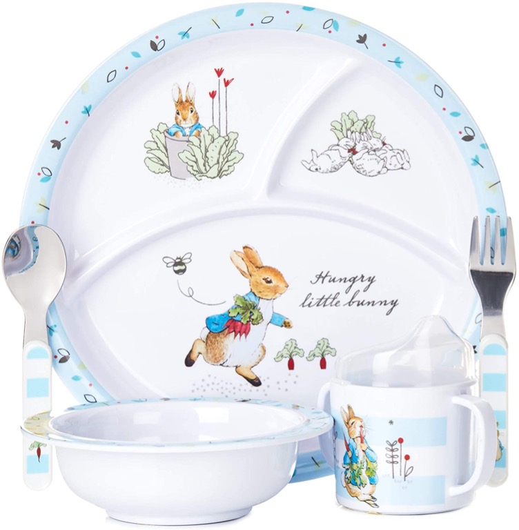Beatrix Potter Peter Rabbit 5 Piece Melamine Dinnerware Set, Babies ...