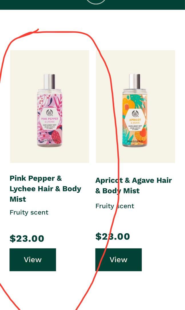 Body Shop Pink Pepper & Lychee Hair and Body Mist, Beauty & Personal ...