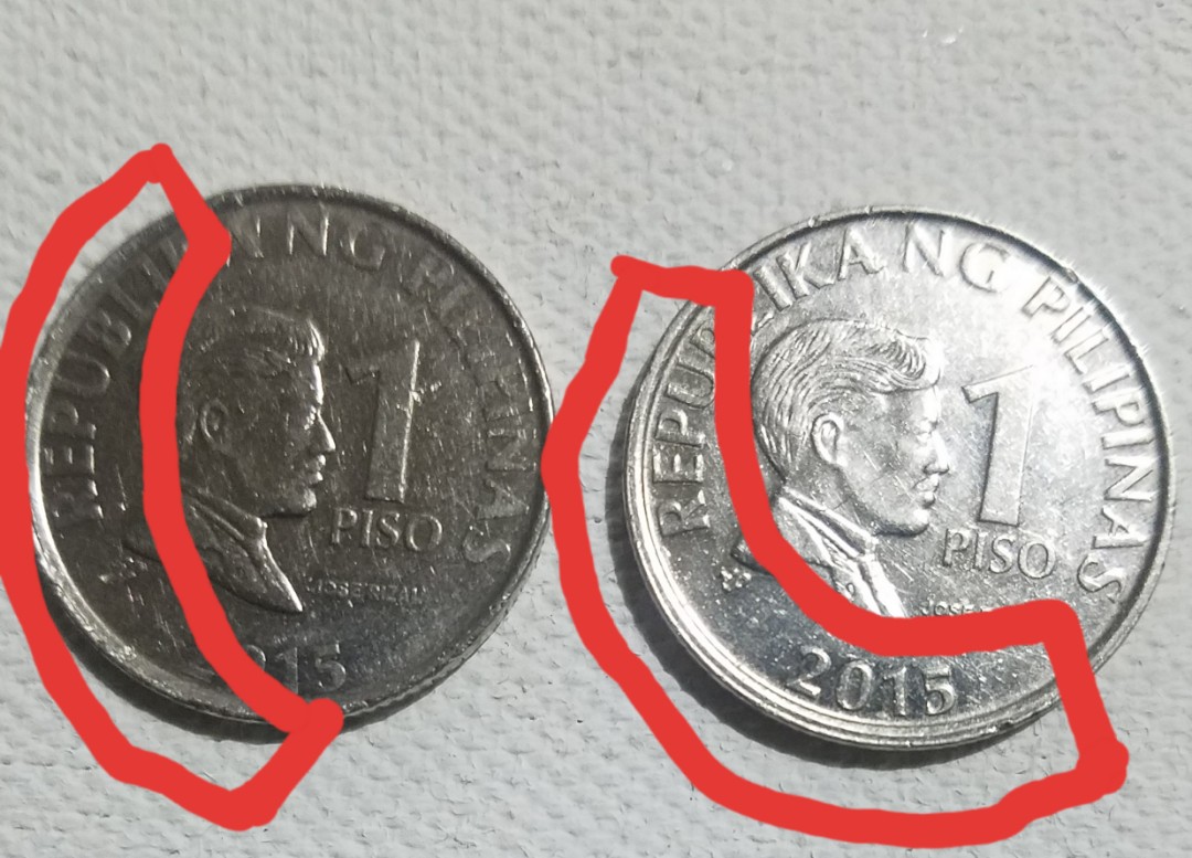 Bsp coin series 1 peso yr 2015 error coin obverse double Rim, Hobbies ...