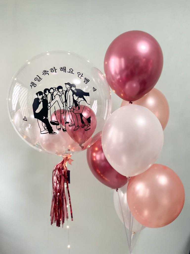 24" Bubble Balloon Customised Personalised BTS Jin, Suga, J-Hope, RM ...