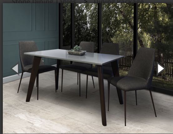 Cellini Kay Quartz dining table and 4 Henry PVC Chairs, Furniture ...