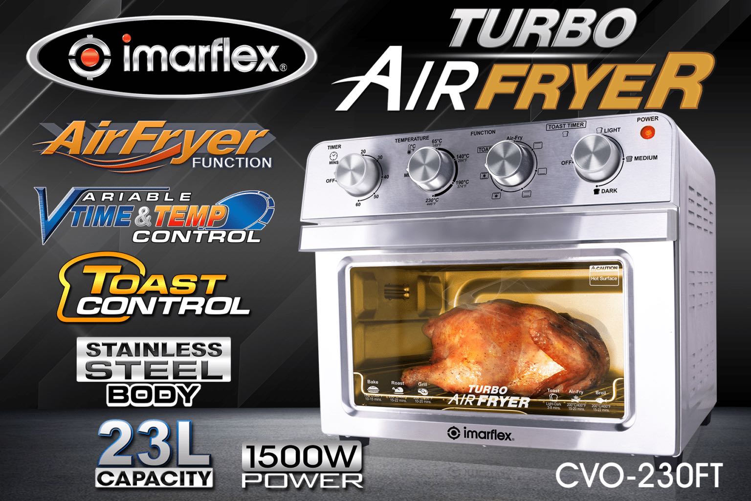 Imarflex Turbo Air Fryer 23L Capacity, TV & Home Appliances, Kitchen ...