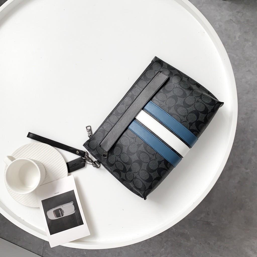[PREORDER] Original Coach clutch for men F38588 blue stripe design ...