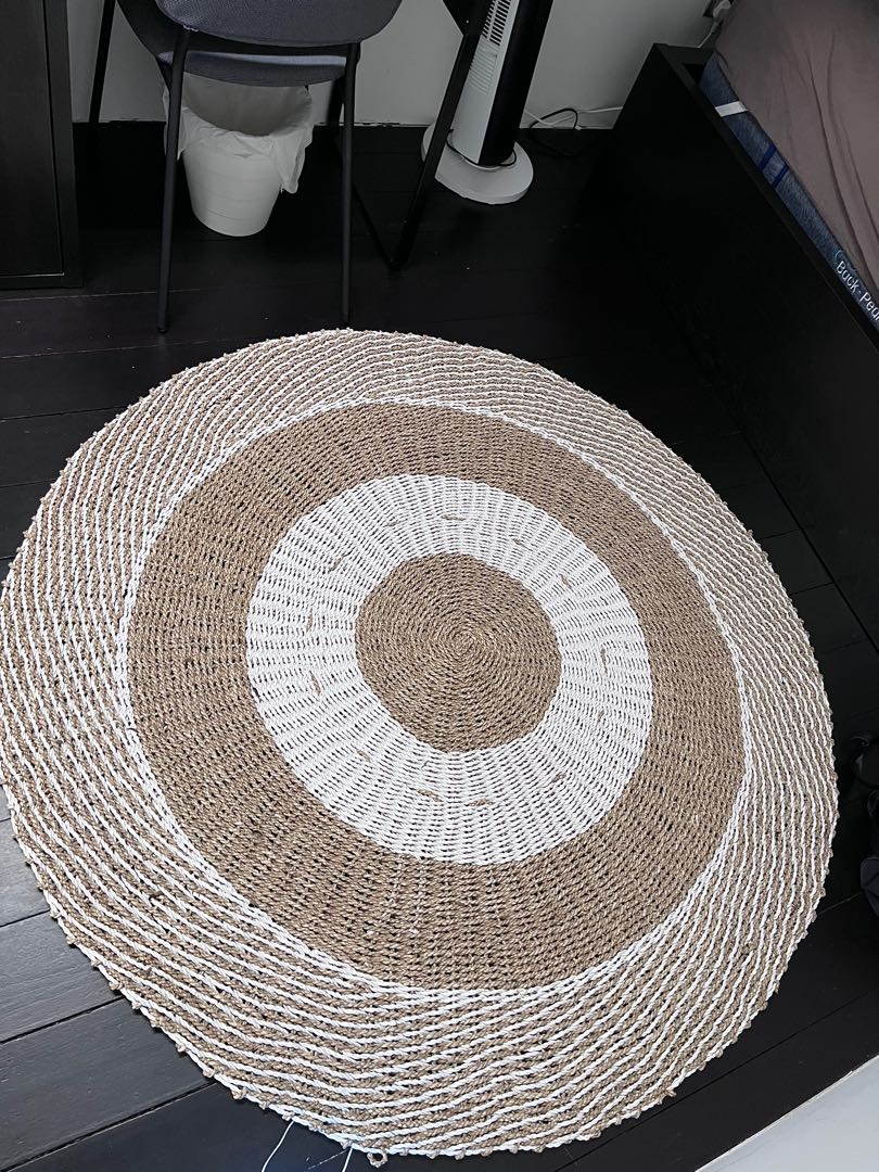 Rattan Circle Rug, Furniture & Home Living, Home Decor, Carpets, Mats ...