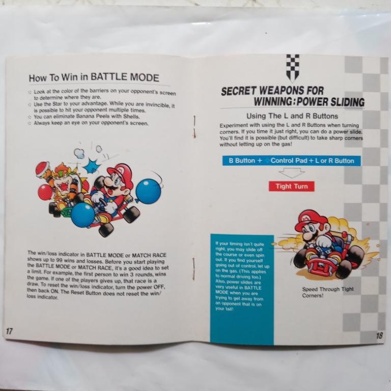 SNES Super Mario Kart Instruction Booklet & Box Only, Video Gaming ...
