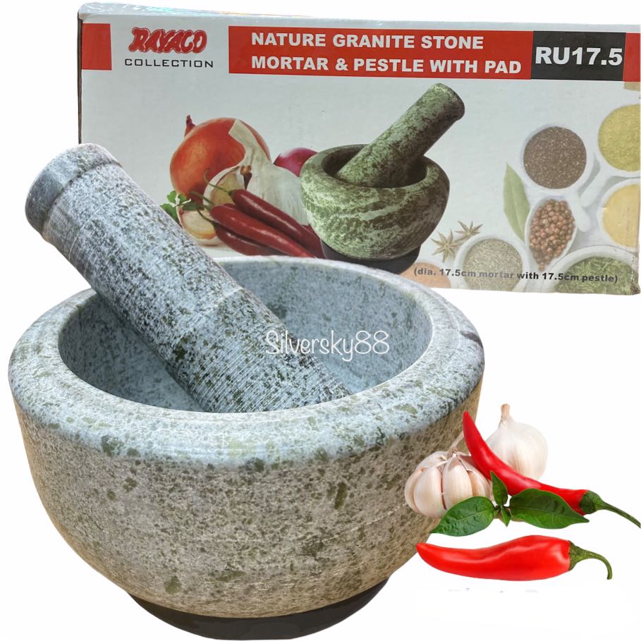 Stone pounder mortar and pestle hand pound chilli herbs spice ...