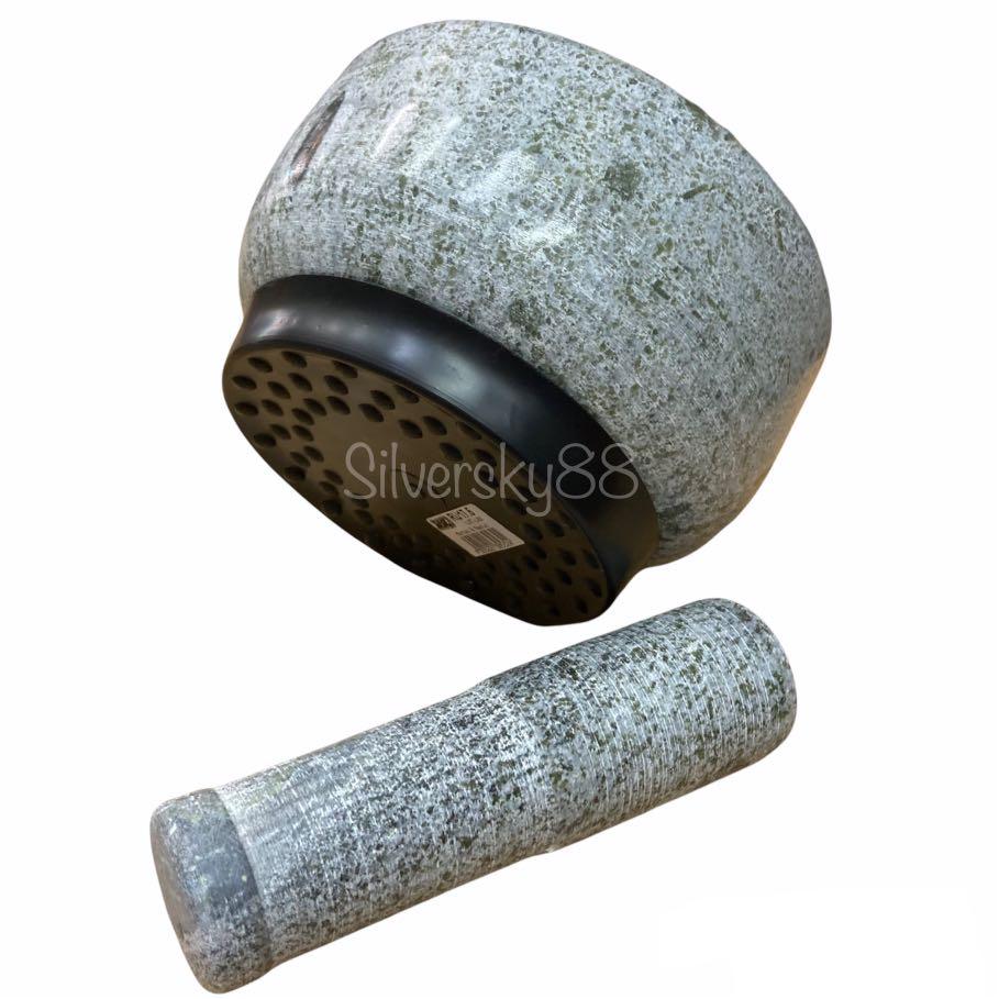 Stone pounder mortar and pestle hand pound chilli herbs spice ...