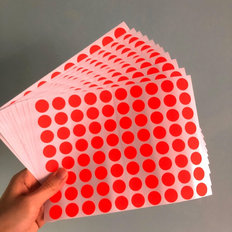 Neon Orange Round Stickers Circle voting sticker count tally Art and ...