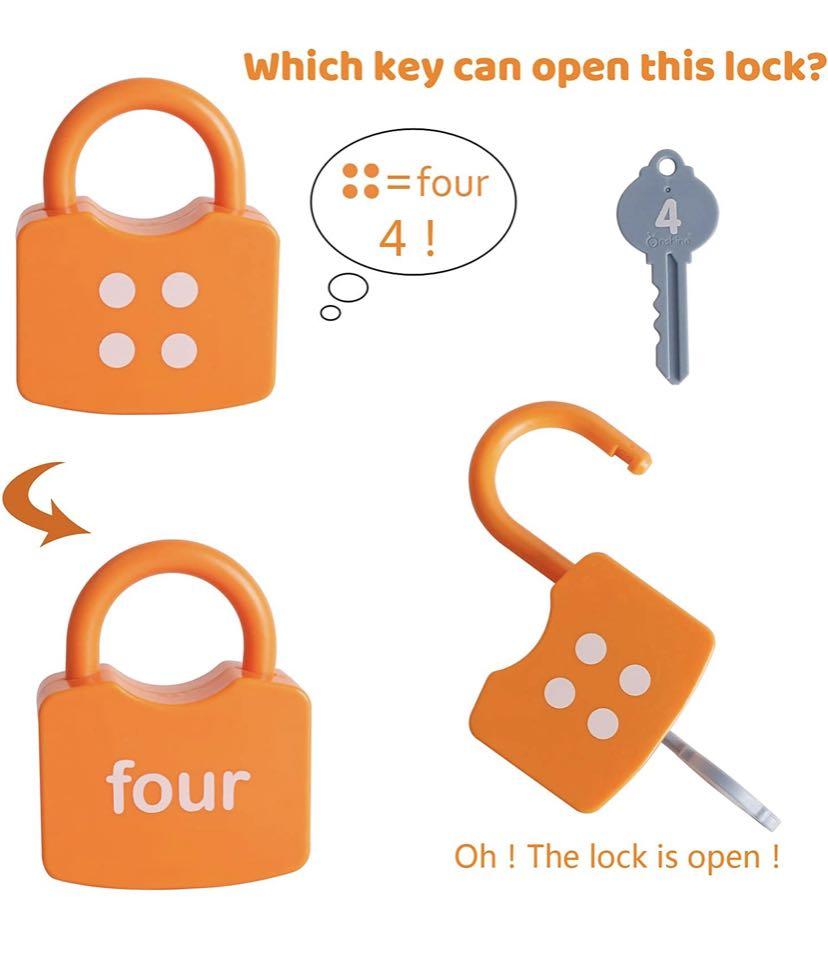 20 PCs Early Learning Padlocks Set Numbers Lock and Keys Educational ...