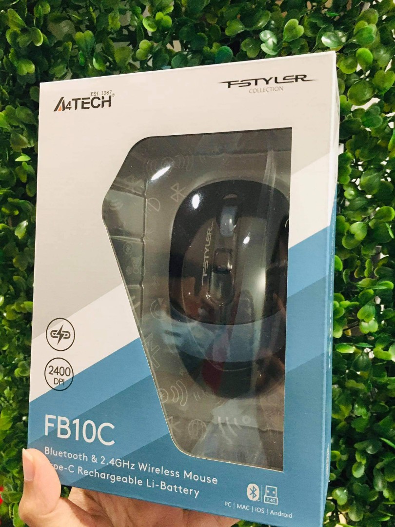 A4Tech Fstyler FB10C Rechargeable Bluetooth & 2.4ghz Wireless Mouse ASH ...