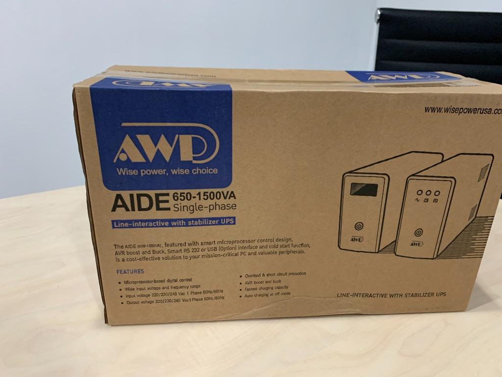 AWP AID1000 1k/VA UPS 1000VA/600W Computer Server Stand-alone Standby ...