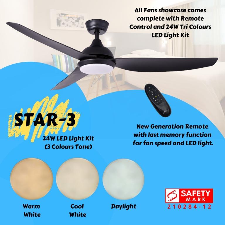 Bestar Star-3 DC Motor Ceiling Fan ATR Size: 36" / 46" / 56", Furniture ...