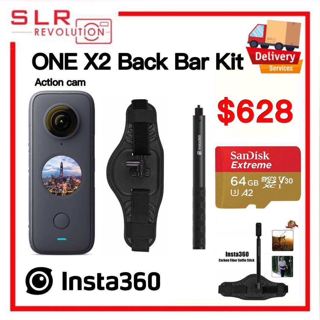 Insta360 One X2 with Back Bar kit, Photography, Cameras on Carousell