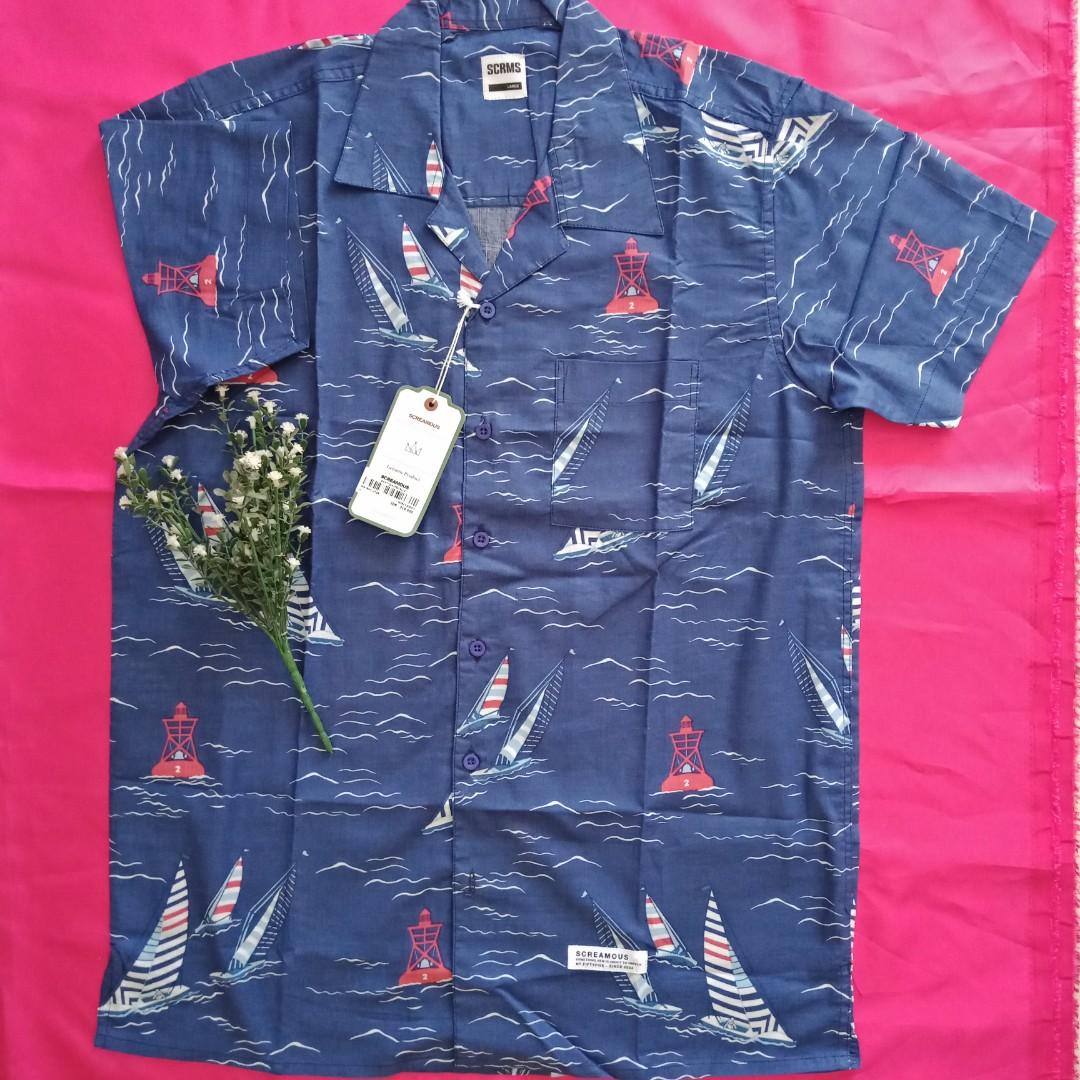 Baju lebaran(Kemeja screamous), Fesyen Pria, Pakaian , Atasan di Carousell