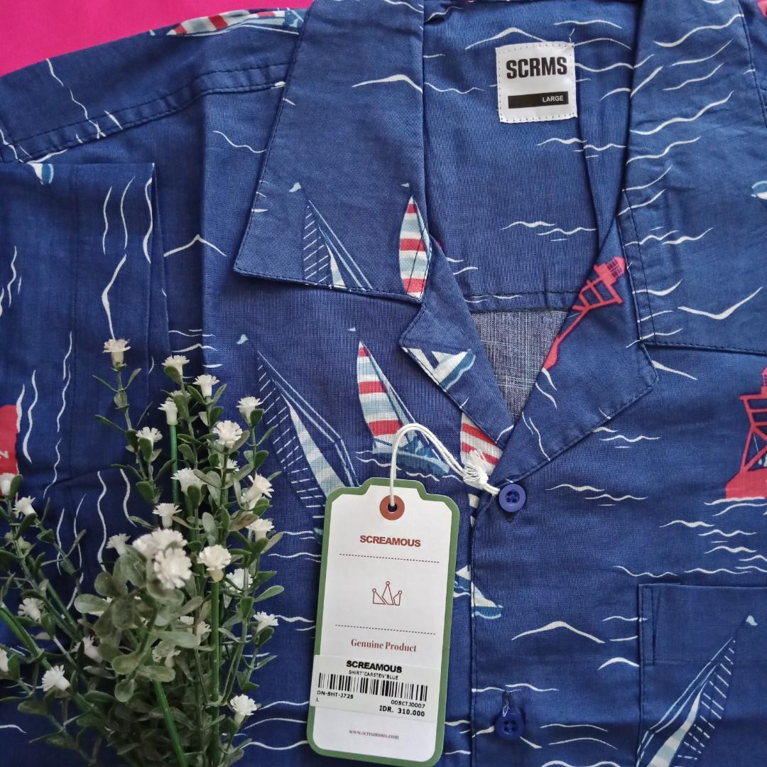 Baju lebaran(Kemeja screamous), Fesyen Pria, Pakaian , Atasan di Carousell