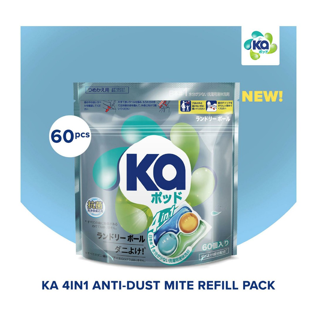 Ka 4 in 1 anti-dust mite anti bacterial detergent laundry capsules 60pc pods refill pack U.P $30 ...