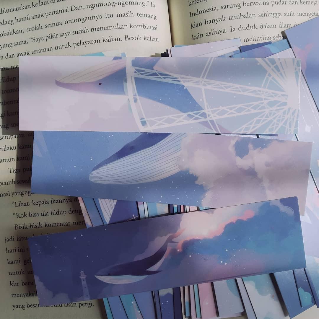 Pembatas Buku Bookmark Kertas Laut Biru Paus Langit Ukuran 4×15cm Harga ...