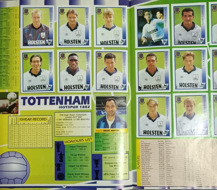 Premier League 94 Sticker Collection Complete Set, Hobbies & Toys ...