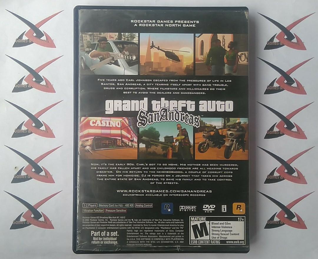 PS2 PlayStation 2 Game GTA SA Grand Theft Auto San Andreas NTSC U/C ...