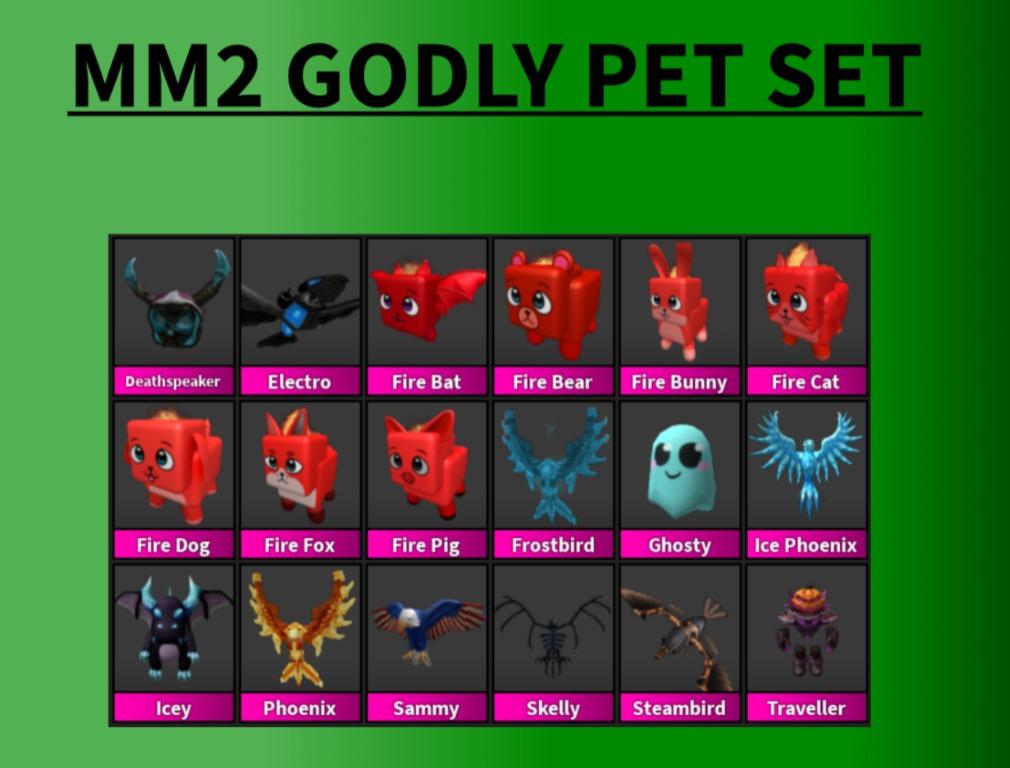Roblox Murder Mystery 2 Godly Pet Set [Contains all Godly Pets ...