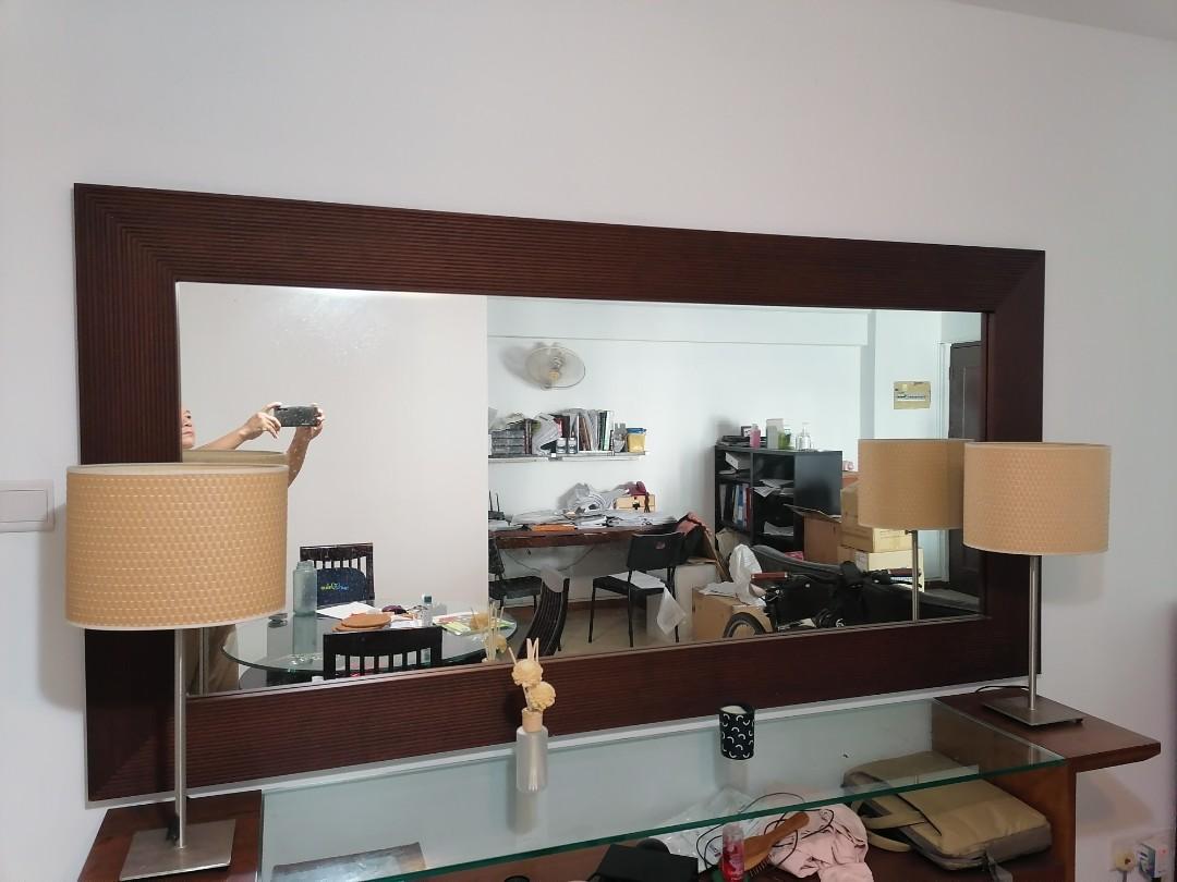 Solid wood 2m x 1m large wall mirror, Furniture & Home Living, Home ...