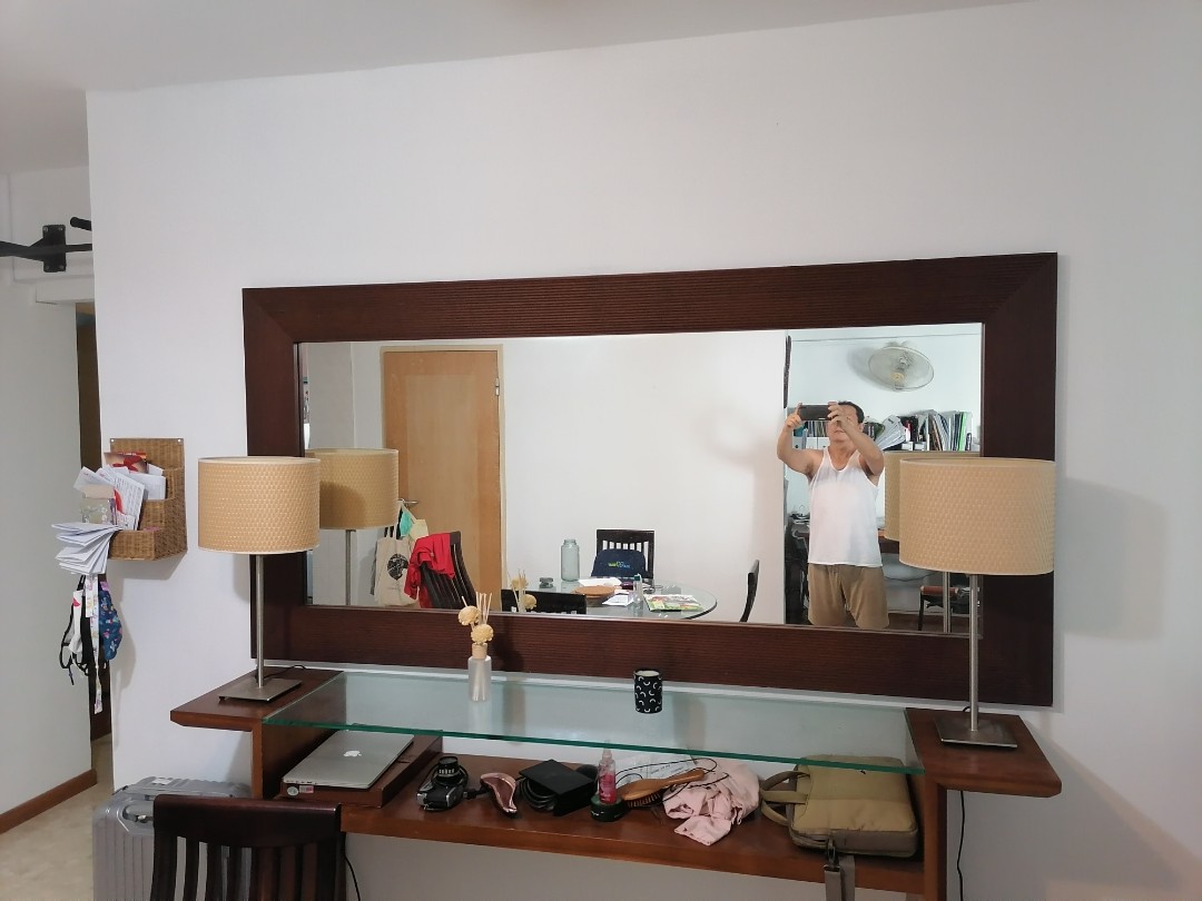 Solid wood 2m x 1m large wall mirror, Furniture & Home Living, Home ...