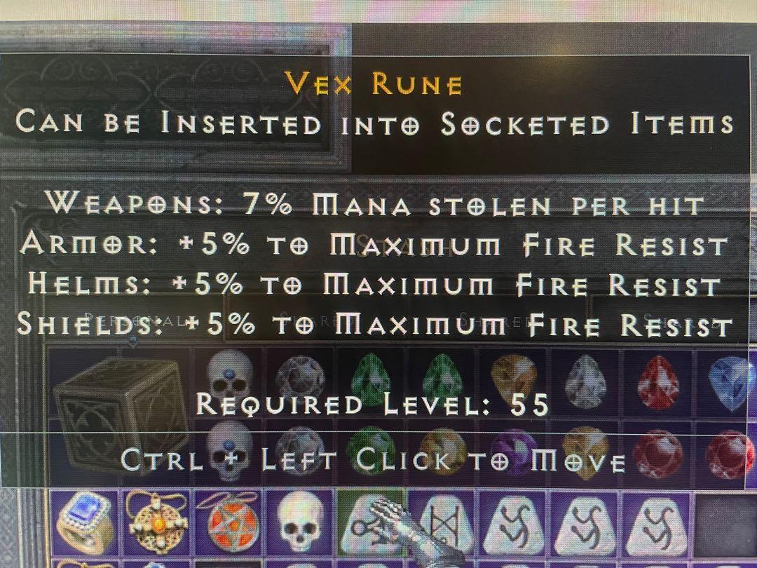 Vex rune - Diablo 2 Resurrected, Video Gaming, Gaming Accessories, In ...