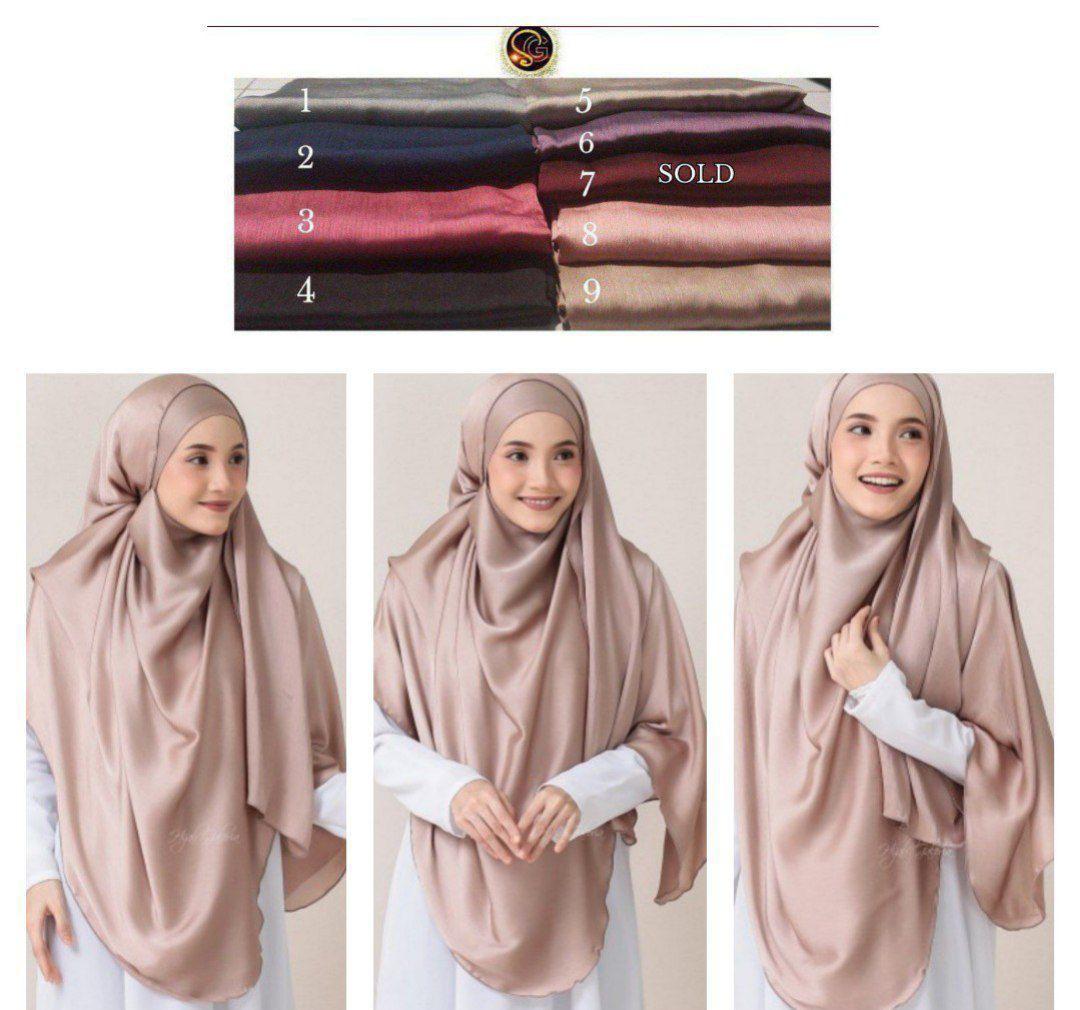 Wide Shawl Premium Satin Exclusive, Women's Fashion, Muslimah Fashion ...