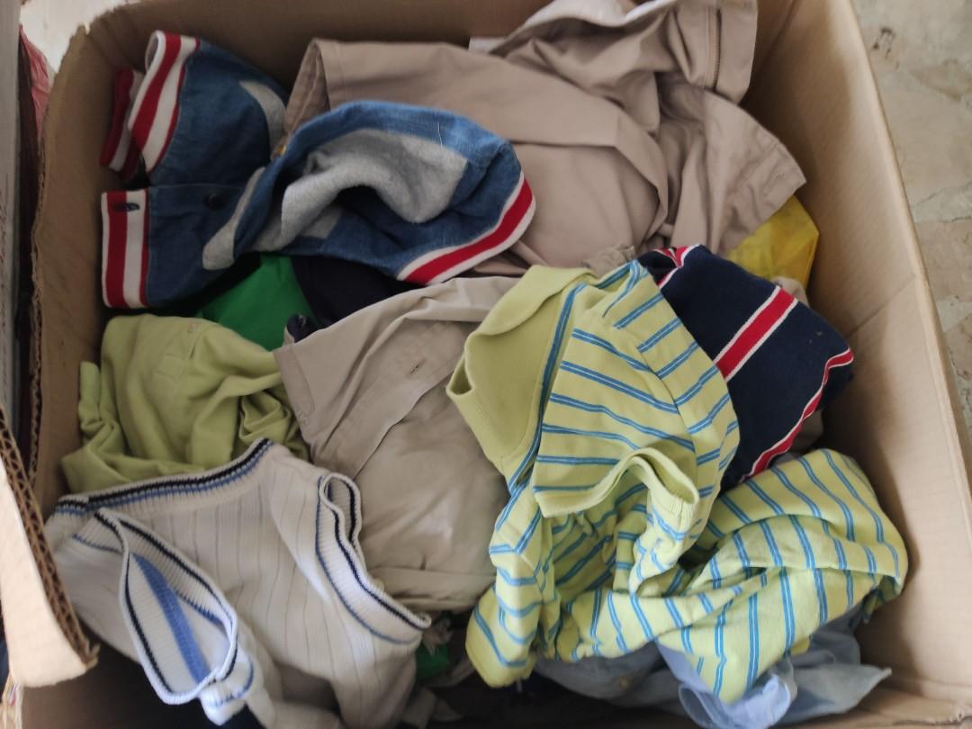 2 Boxes of Clothes (18kg each box, sold only as a set, most are mens s ...