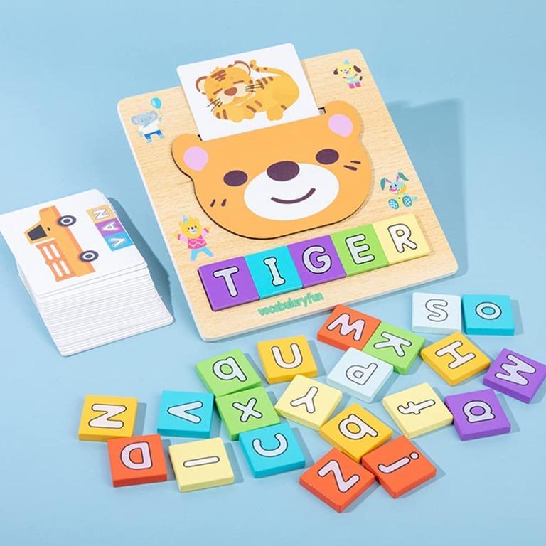 2 In 1 Montessori Wooden Letter Board Matching Alphabet Animal ...