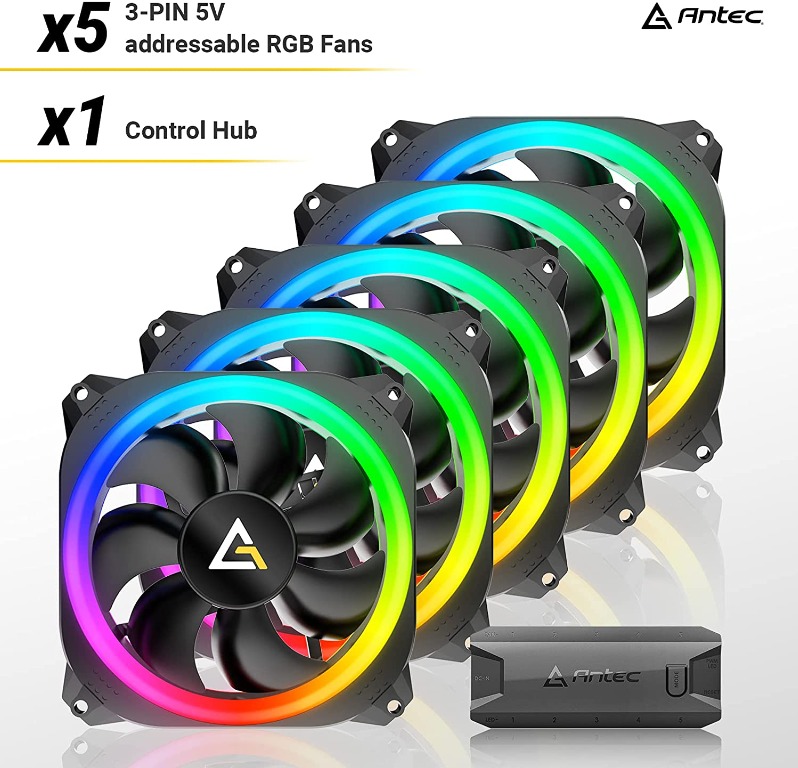 3212) Antec RGB Fans, PC Fans 120mm RGB Fans, 5V-3PIN Addressable RGB Fans, Motherboard SYNC ...