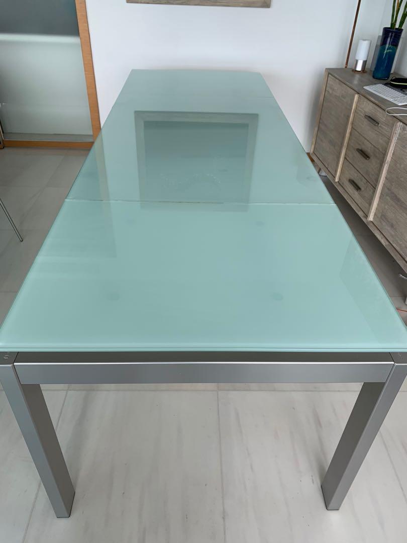 Calligaris glass extending table, Furniture & Home Living, Furniture ...