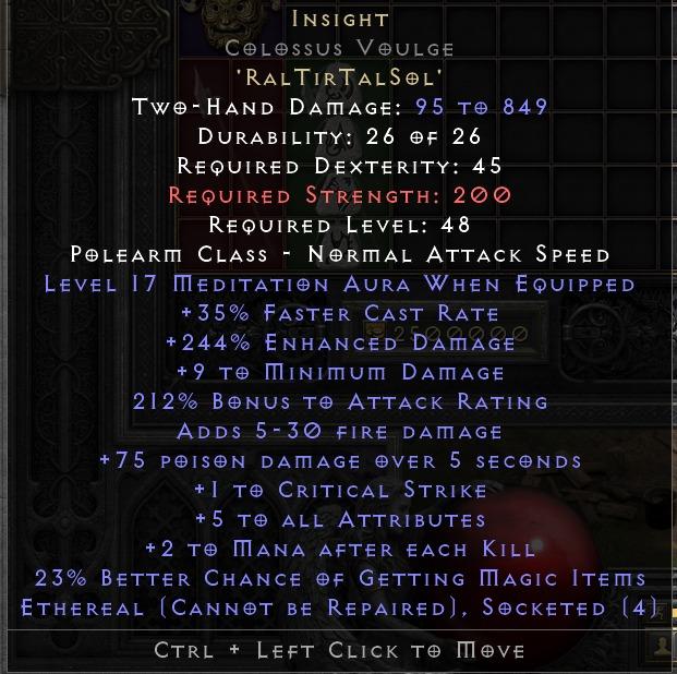 Diablo 2 Resurrected (D2R) - 17 Mediation Ethereal Insight Colossus ...