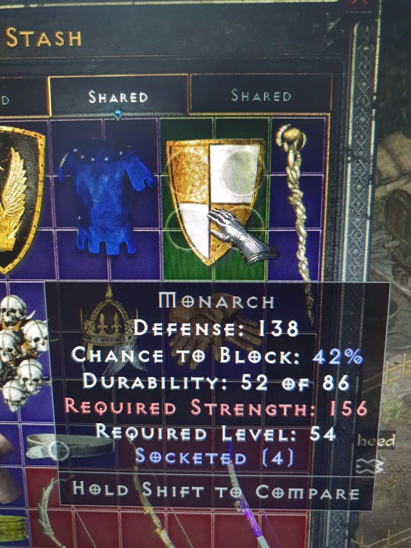 D2R diablo monarch 4 socket, Video Gaming, Gaming Accessories, In-Game ...
