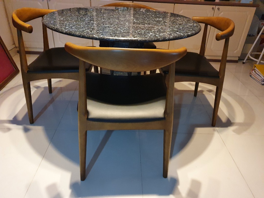 Dining table - REAL marble (39 x 39 x 29 inches), Furniture & Home ...