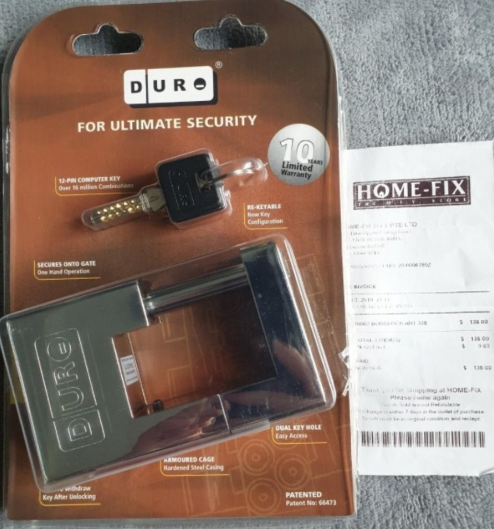 DURO PADLOCK - MODEL ART.338, Furniture & Home Living, Security & Locks ...