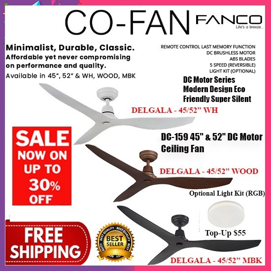 Fanco co-fan delgala 45"/52" ceiling fan, Furniture & Home Living ...